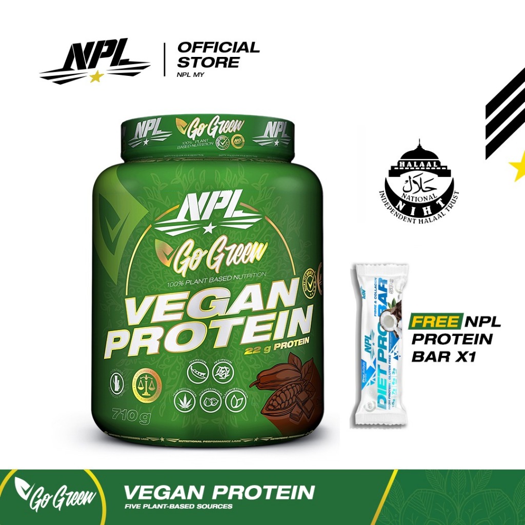 NPL Vegan Protein (710g) 100%Organic 5 Plant Based Source Stevia ...