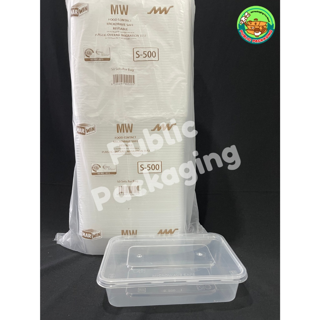 MW S500 - 500ml Rectangular Plastic Disposable Food Container (50pcs± ...