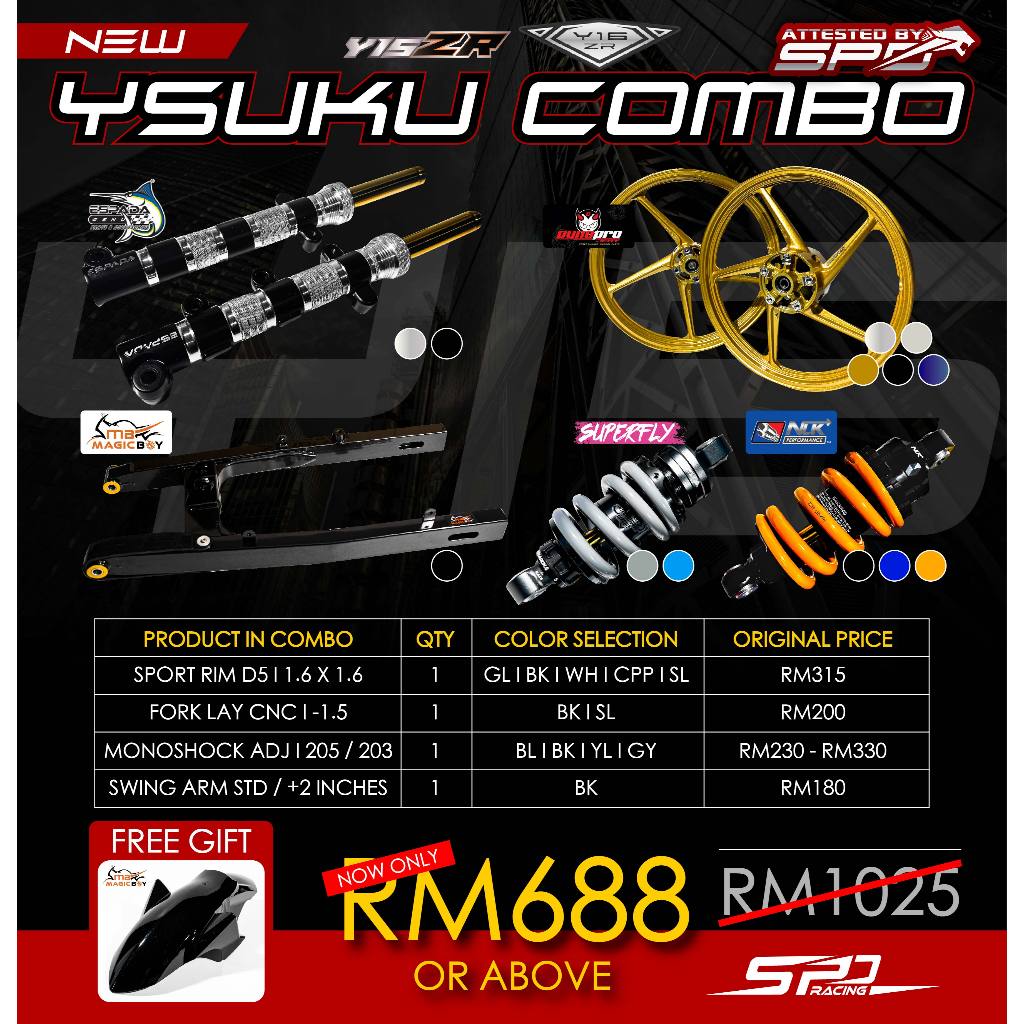 RM688 ONLY I Ysuku Combo Set I Sport Rim + Swing Arm +2 INCH ...