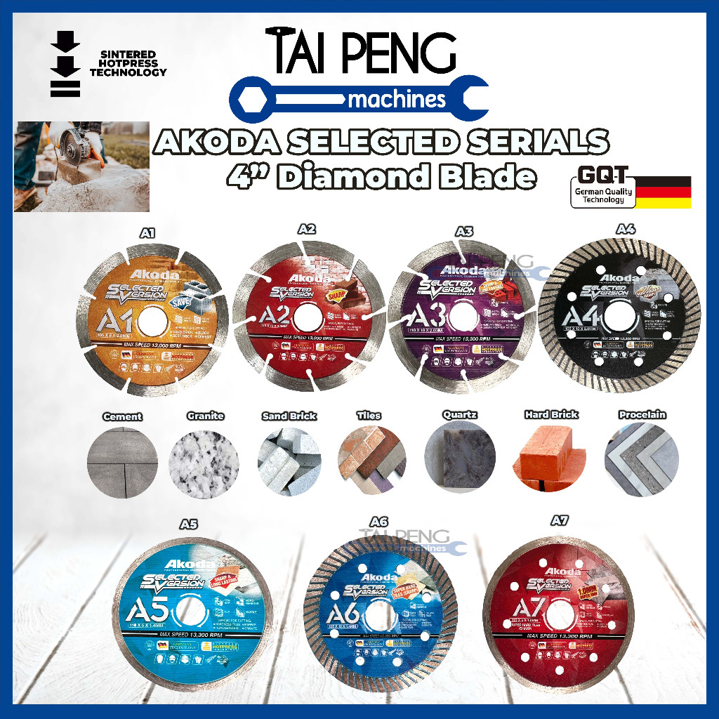 Akoda Diamond Blade Selected Version 4” Tile Mosaic Marble Granite Tile ...