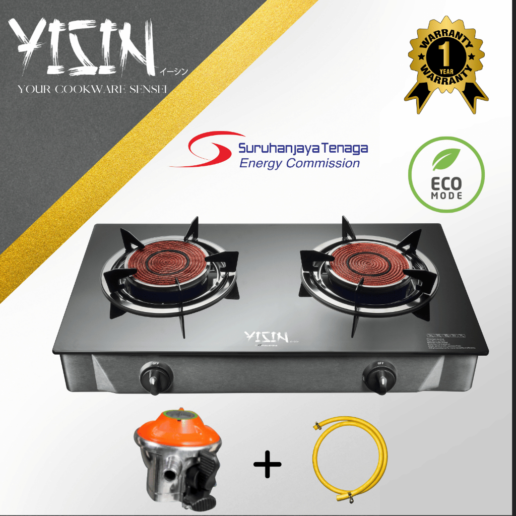 Yisin Infrared 2Burner Stove with Eco mode ( FREE A120IS GAS REGULATOR W/ HOSE ) | Shopee Malaysia
