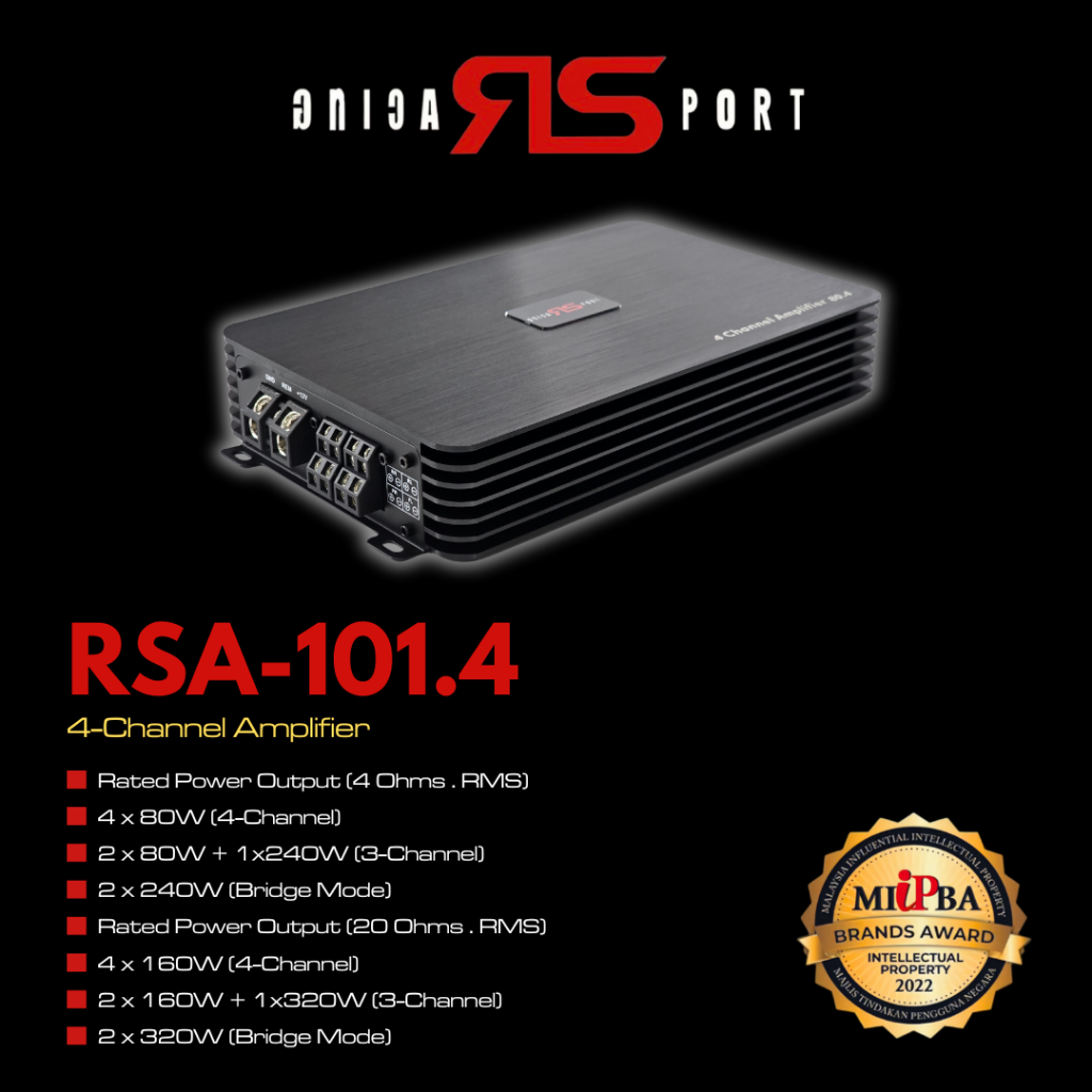 RS RACING SPORT (RSA-101.4) 4-Channel Amplifier 4 Channel Power ...