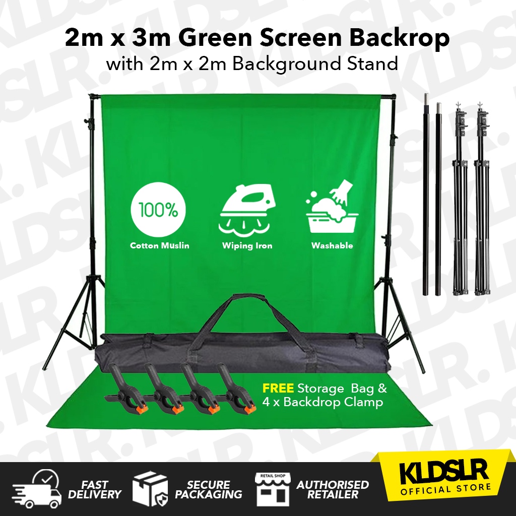 CHEAPEST! 2m x 2m Studio Background Stand 2m x 2m + Green Screen 2m x ...