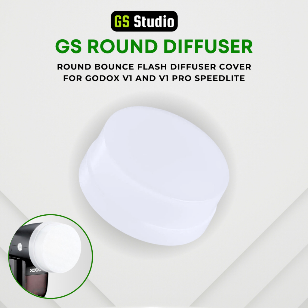 GS Round Diffuser Round Bounce Flash Diffuser Cover for Godox V1 and ...