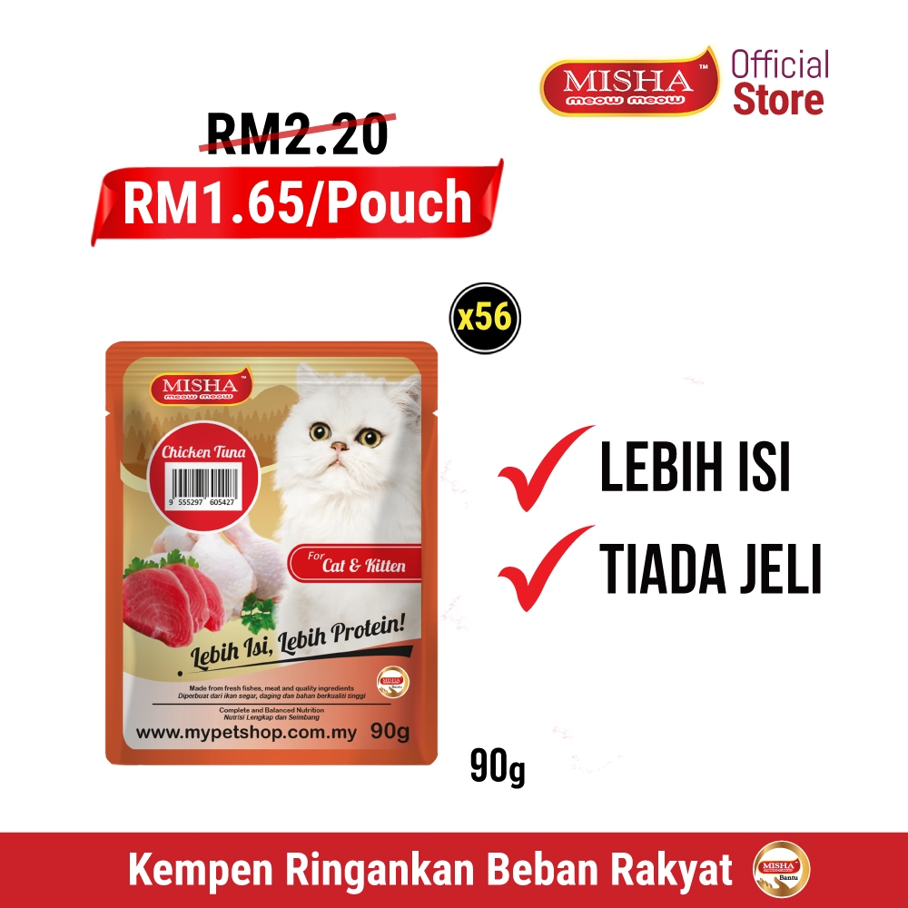 MISHA Wet Cat Food Pouch Chicken Tuna (90g x 56 Packs) | Shopee Malaysia