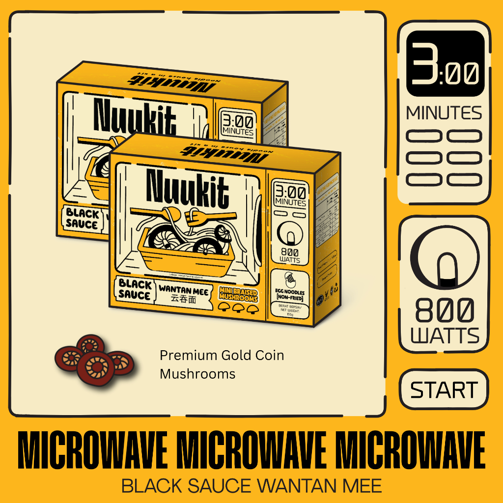 Premium Egg Wantan Mee with Braised Mushrooms [Microwave Noodle Kit ...