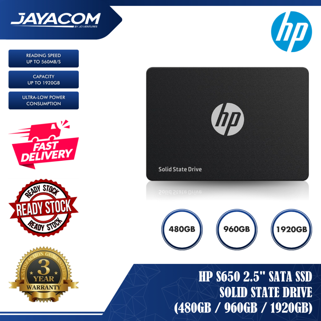 HP S650 2.5" SATA SSD Solid State Drive – 480GB / 960GB / 1920GB ...