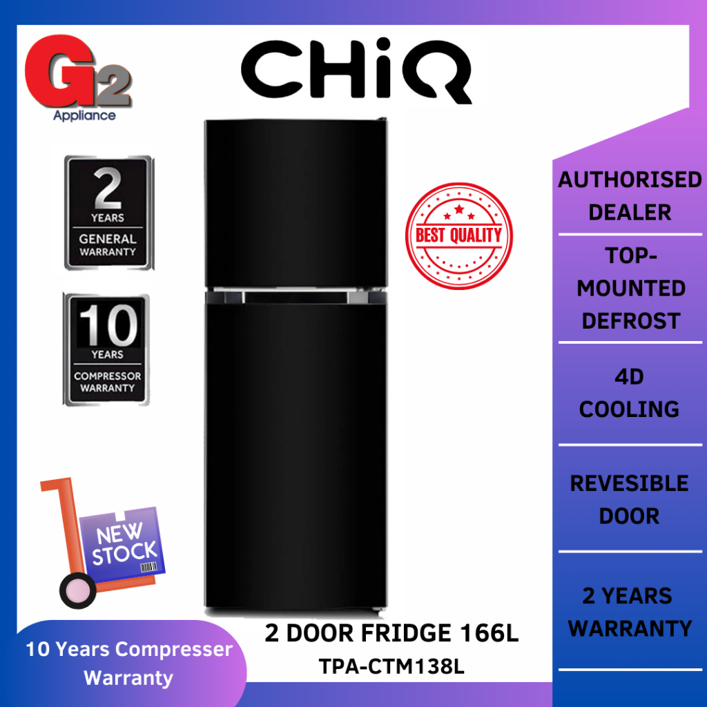 Chiq 166L 2 Door Top-Mount Defrost Refrigerator TPA-CTM138L - 2 Years ...