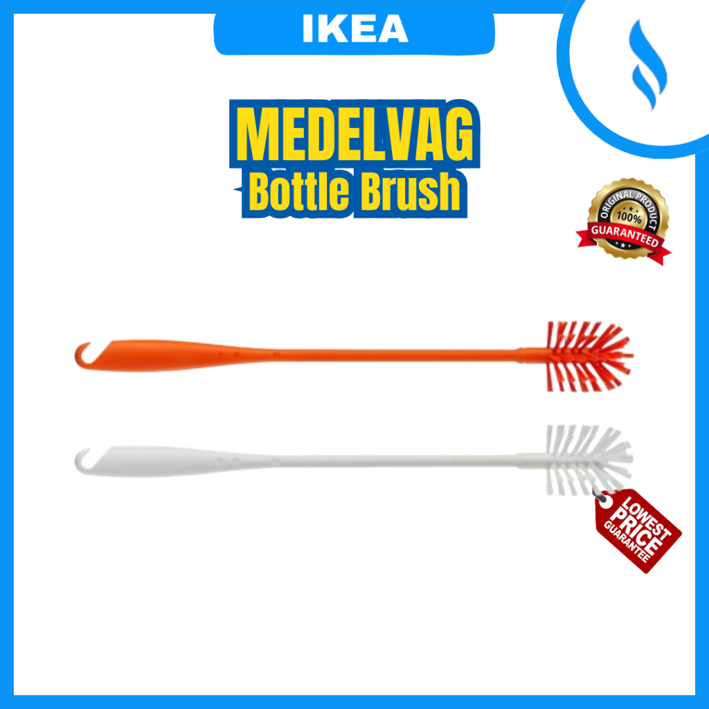 IKEA MEDELVÅG Bottle Brush with Hook Berus Botol Panjang Keras Cuci ...