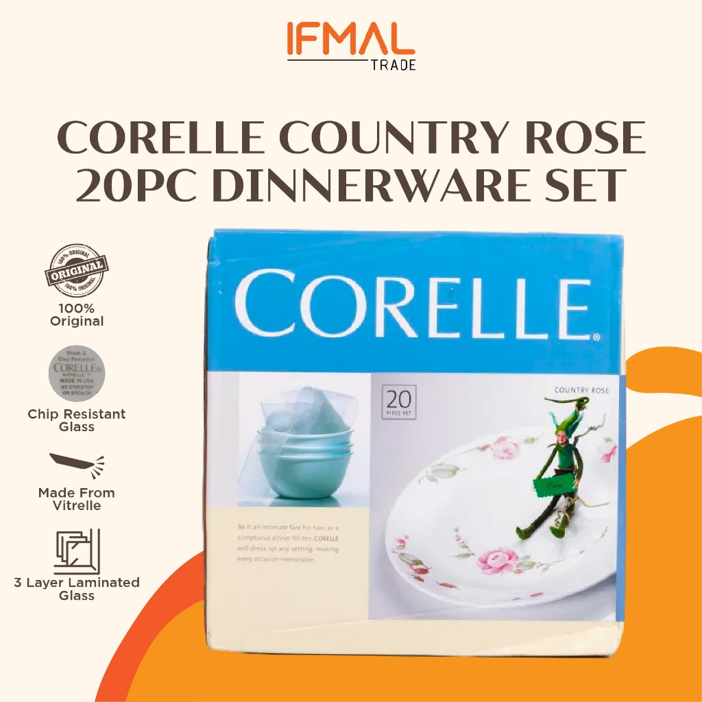 (Ready Stock!!) Corelle Country Rose 20pc Dinnerware Set | Deluxe ...