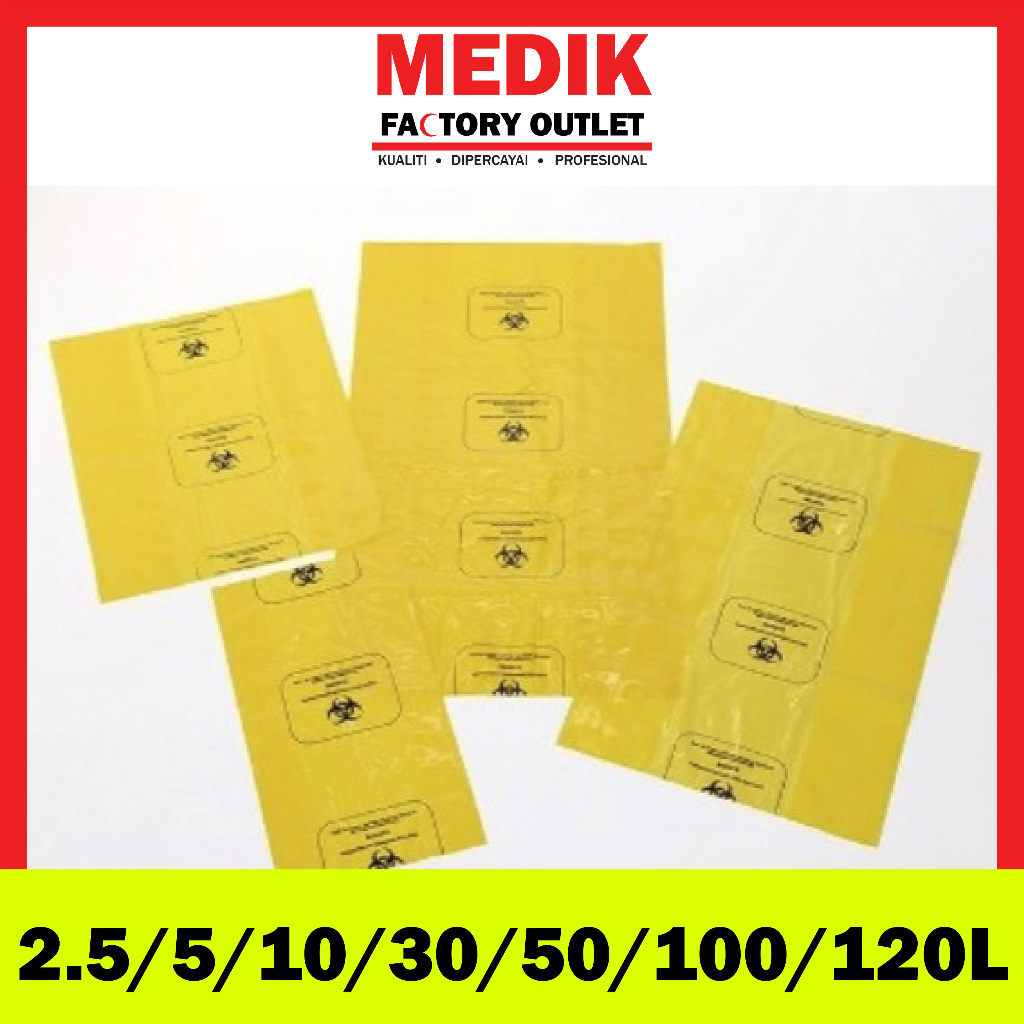 Biohazard Bag for Clinical Waste Yellow Plastic Bag (2.5L/5L/10L/30L ...