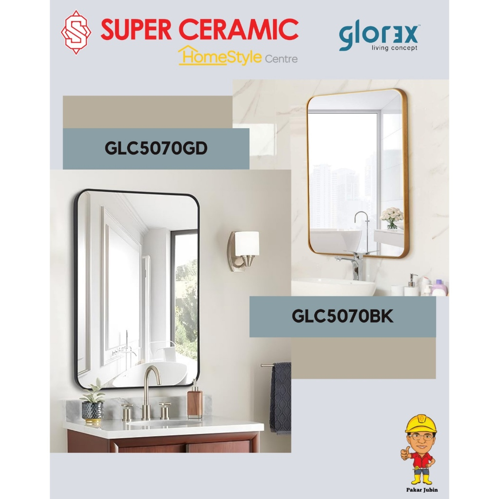 Glorex Round Corner Rectangle Mirror with Aluminium Frame | Shopee Malaysia