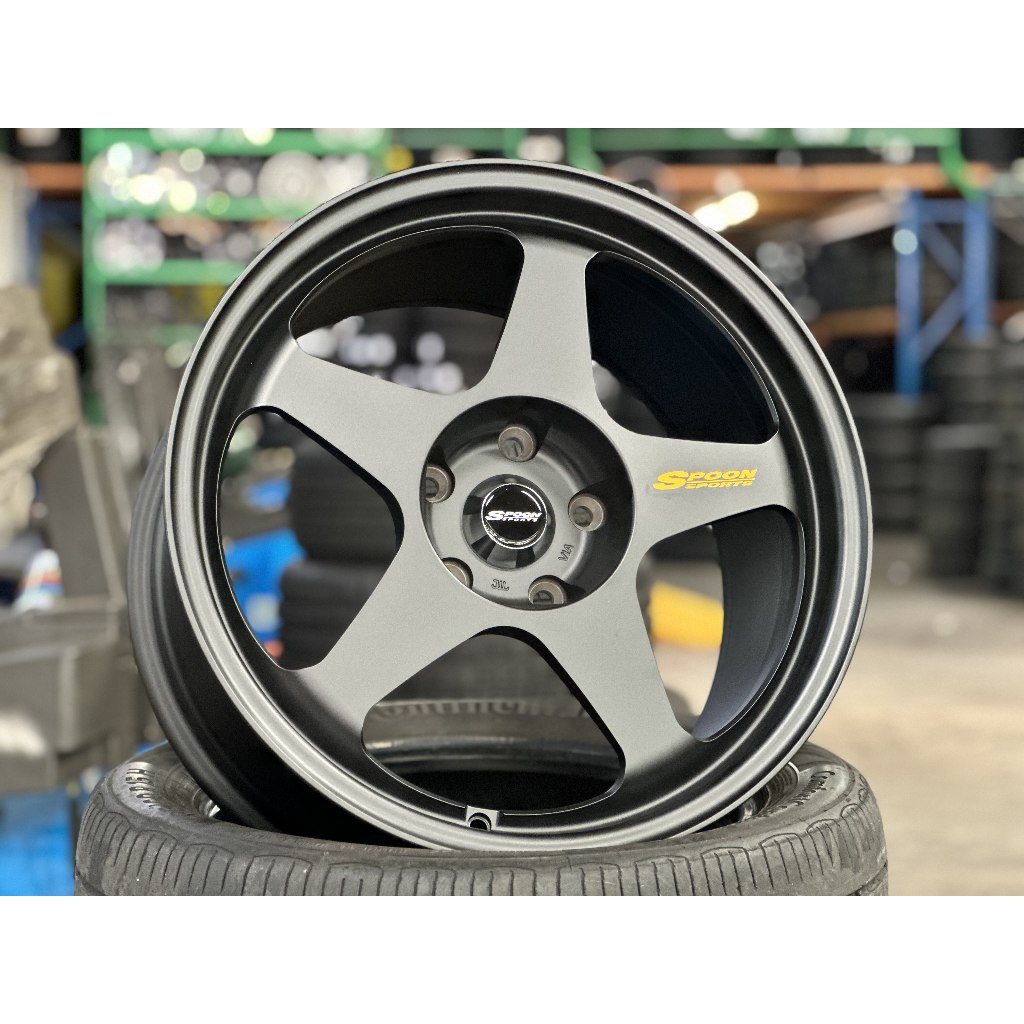 New 18x9.5J AOW SPOON Rim (set of 4) Matt Black 5x120 for Honda Civic ...
