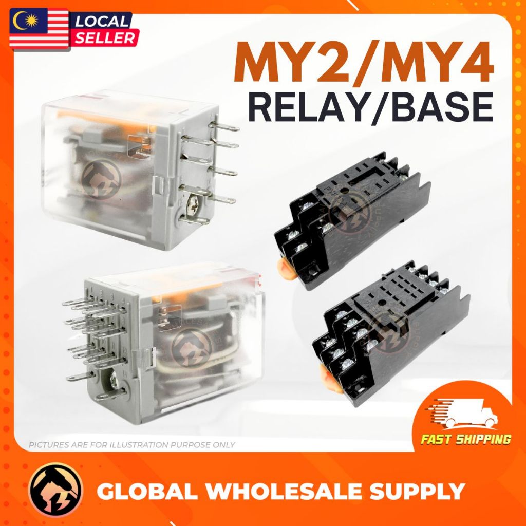 MY2 MY4 Relay Socket Relay Base Electronic Component Coil Voltage ...