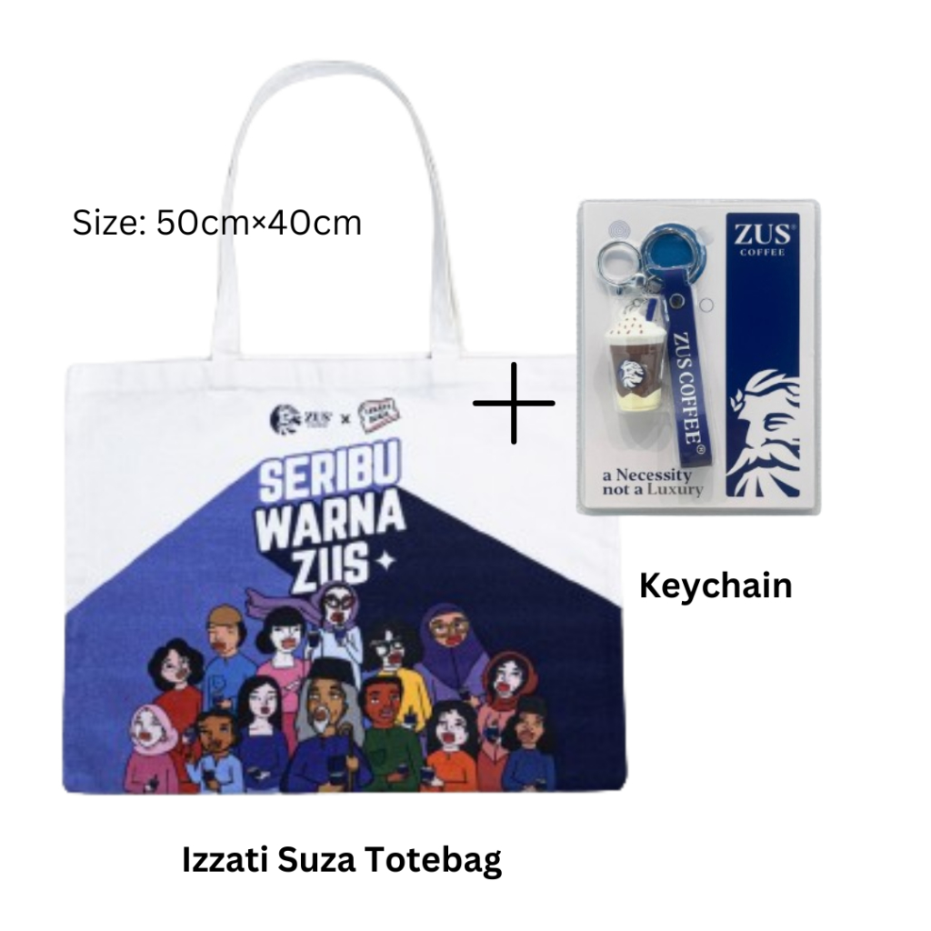 Large Tote beg x Izzati Suza 50cm×40cm Coffee design Zus coffee design ...