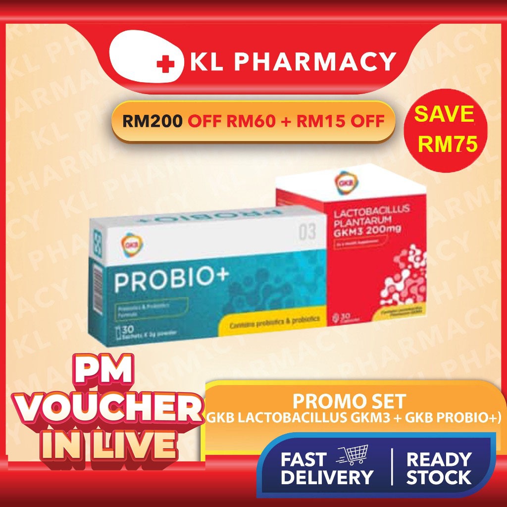 [Promo Set] GKB Lactobacillus Plantarum GKM3 200mg 30's + GKB Probio+ ...