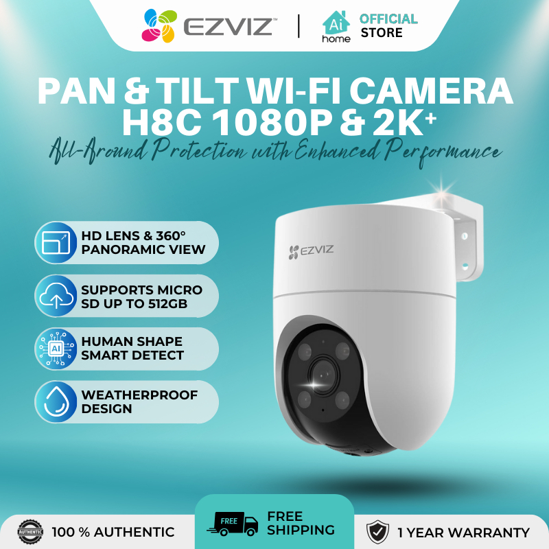 EZVIZ H8C Pan & Tilt Wi-Fi Cameras 1080P & 2K+ Crystal Clear HD ...