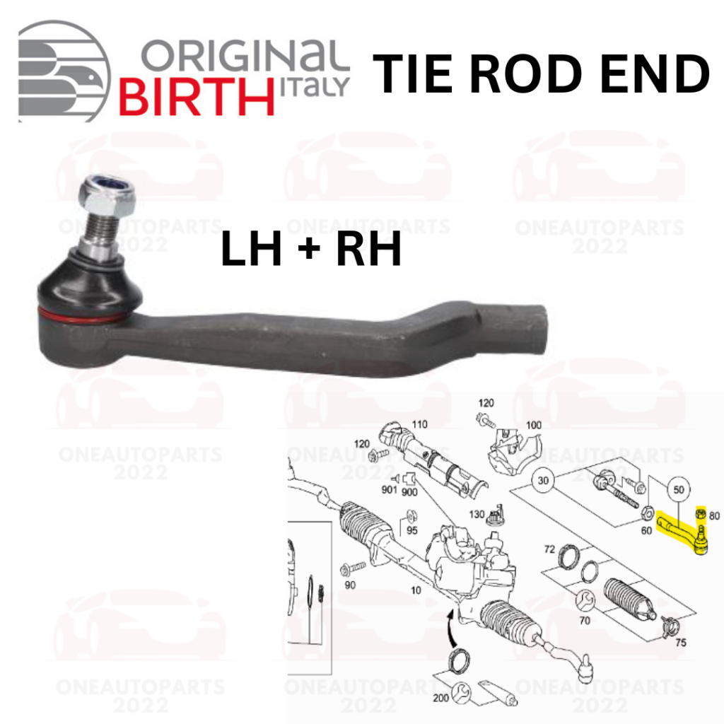 ORIGINAL BIRTH ITALY TIE ROD END (LH + RH) MERCEDES BENZ W169 A170 W245 B170 B180 B200 TURBO ...