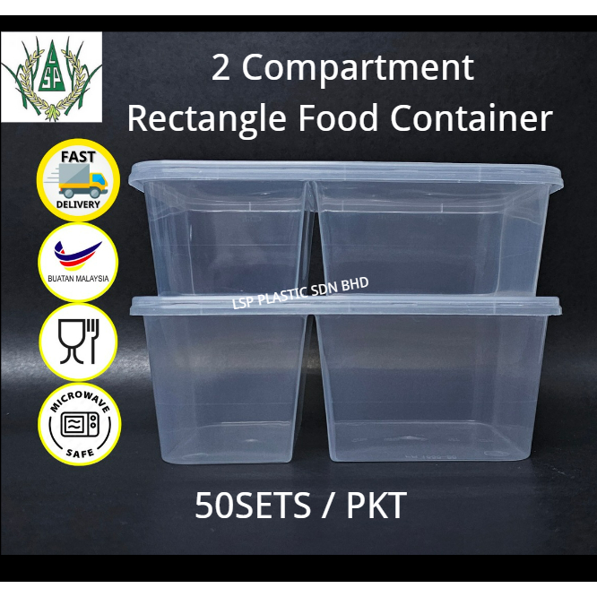 Disposable Two Compartment Plastic Container 720-2c / 1000-2c (50Sets ...