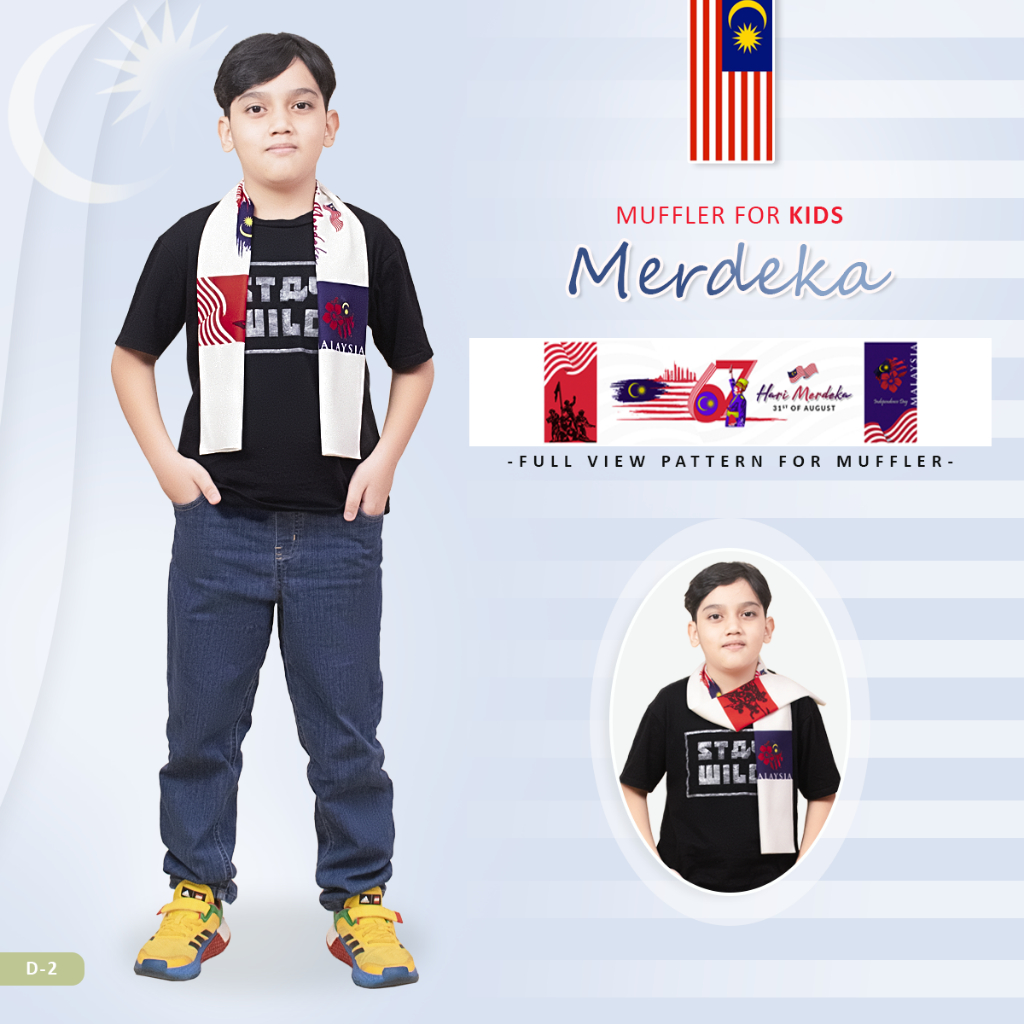Muffler Scarf Merdeka Lelaki Kids Moden Viral Merdeka 2024 Stylish ...