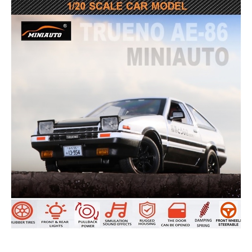 STE88 Toyota Sprinter Trueno AE86 Initial D 1:24 Scale Metal Car Model ...