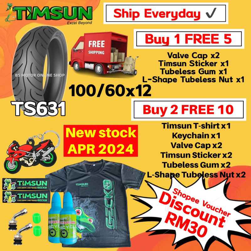 🇲🇾 Free Gifts + RM30 OFF 🔥 Timsun Tayar Motor TS631 Tahun 2024 APR ...