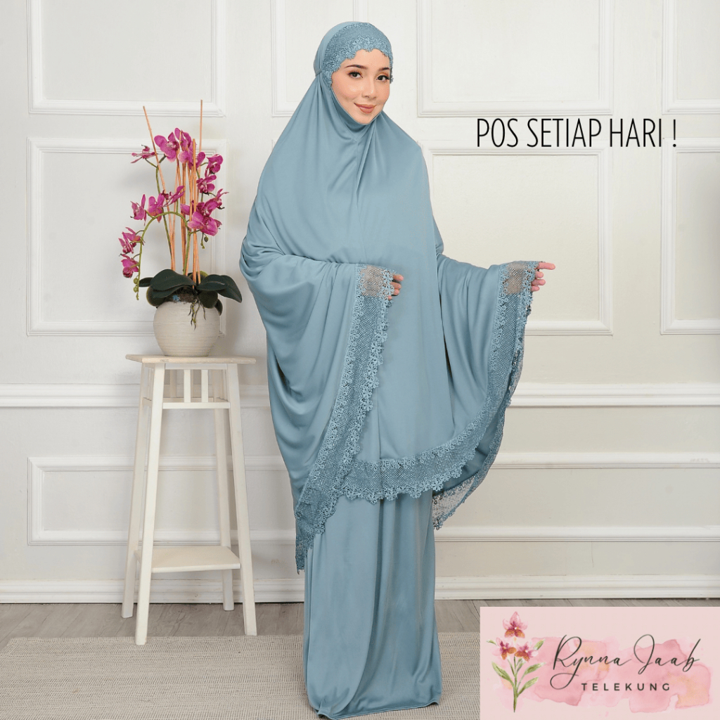 NEW DESIGN TELEKUNG LACE BUNGA / TELEKUNG TRAVEL SEJUK [COTTON VISCOSE ...