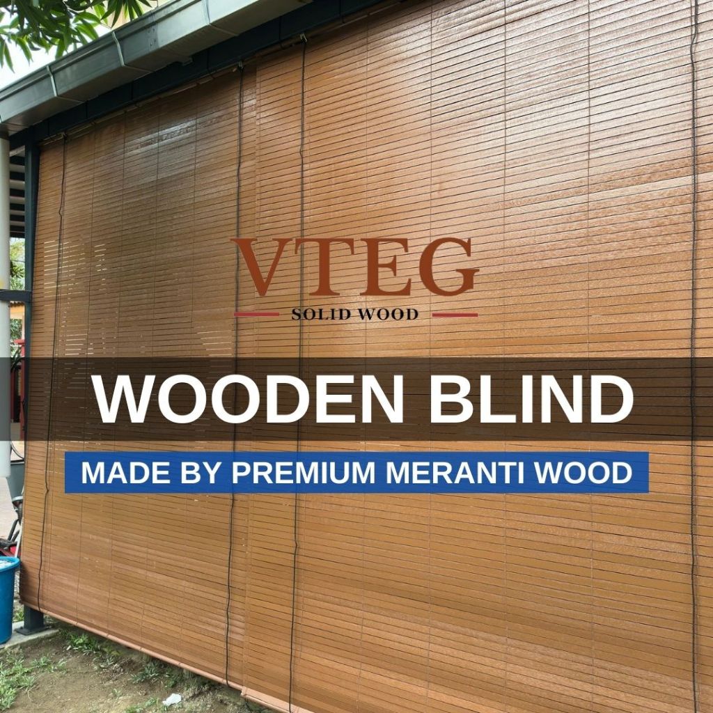 VTEG Bidai Kayu (4feet width) Wooden Blind Outdoor Blind Meranti Wood ...