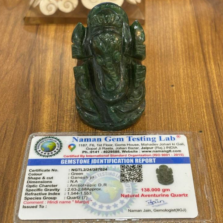 Eenergized and Certified Handmade Green Jade Ganesha Idol Crystal Stone ...