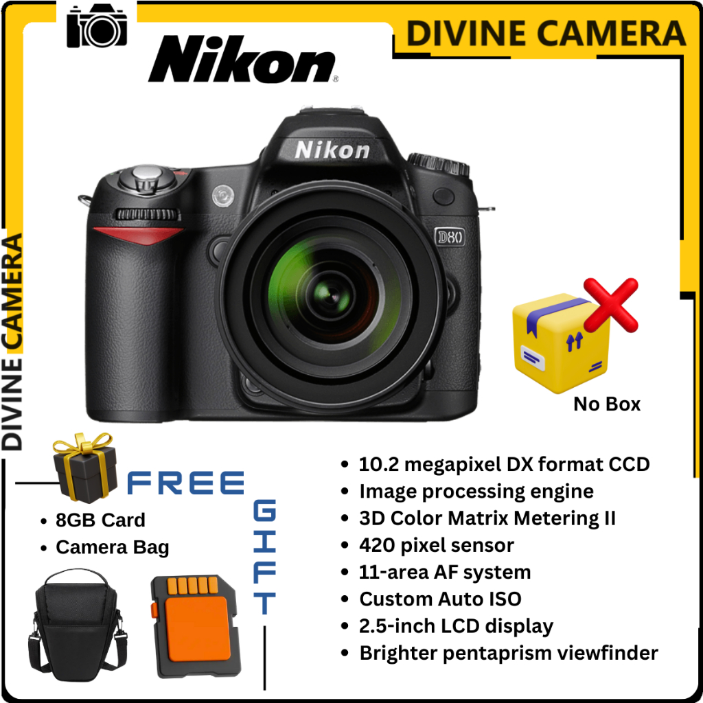 Nikon D80 10.2MP Digital SLR Camera Kit with 18-55mm AF-S DX Zoom ...
