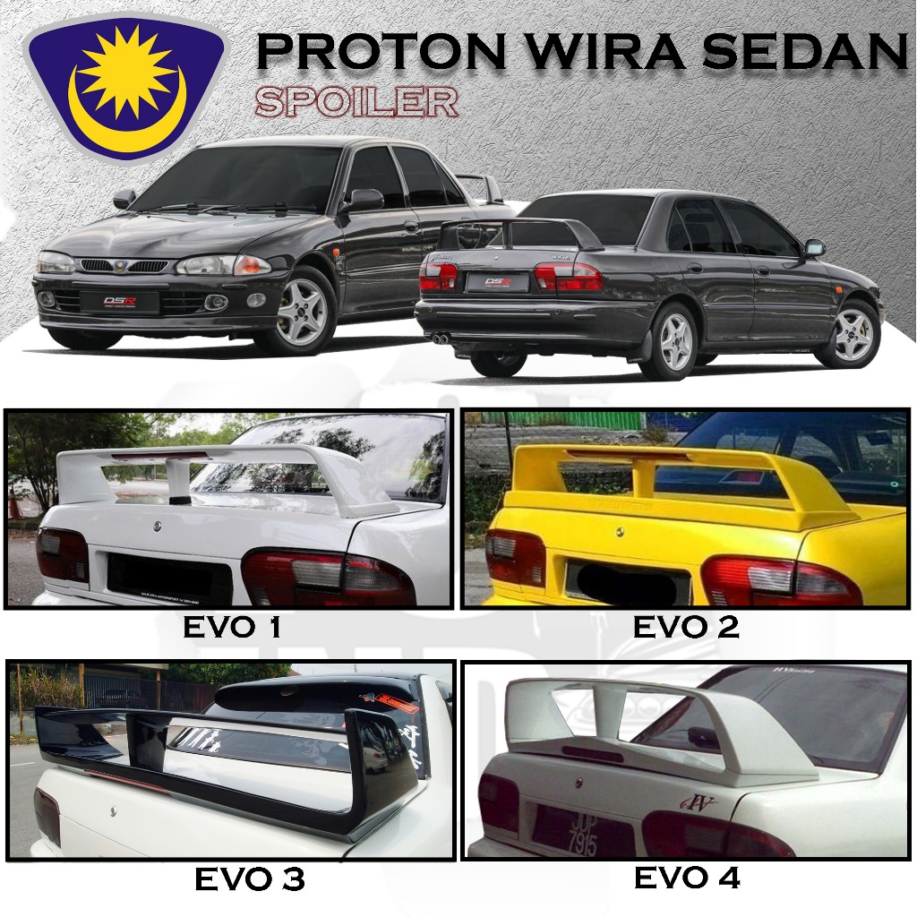 PROTON WIRA SEDAN SALOON REAR TRUNK SPOILER (FIBER SPOILER FOR WIRA ...
