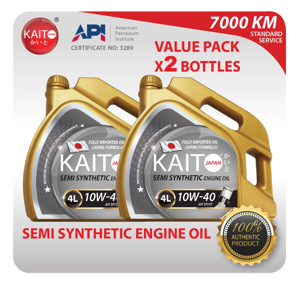 KAITO JAPAN 10W-40 Semi Synthetic Engine Oil SP CF 4Lx2 Bottles Value ...