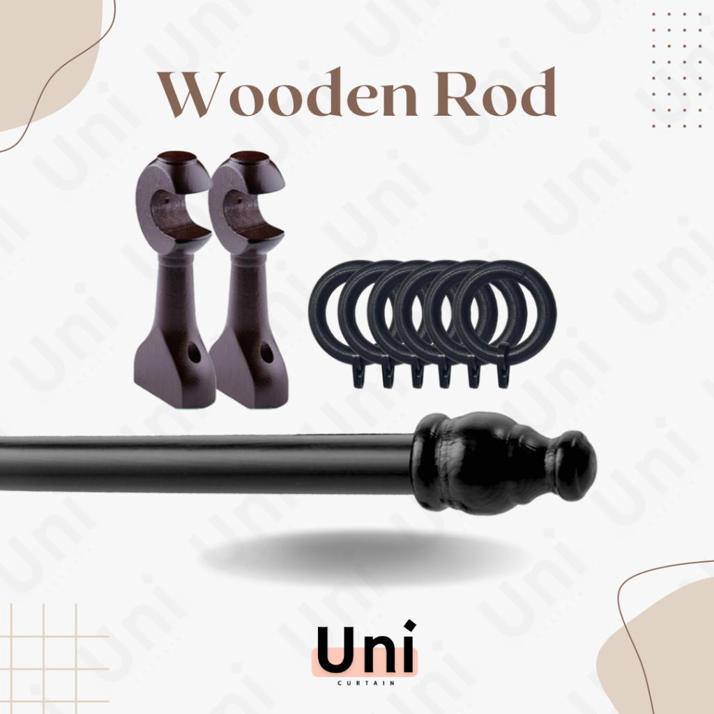 Uni Curtain Wooden Rod For Ring/Eyelet Curtain Batang Langsir Kayu ...