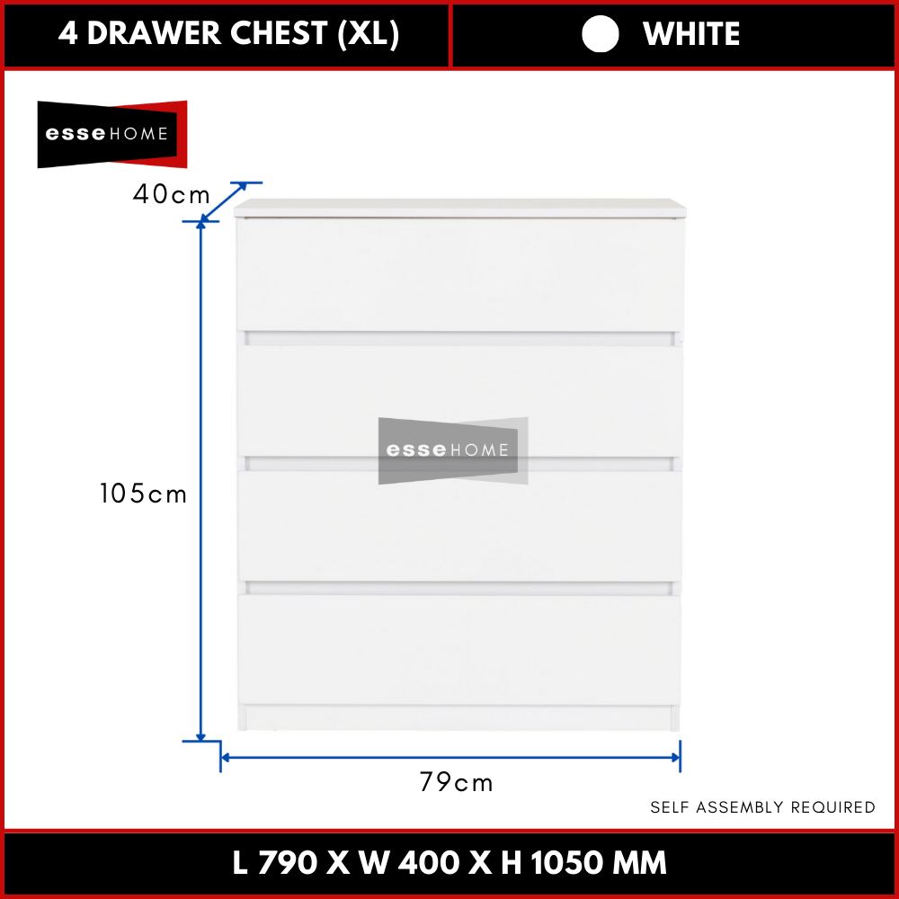 [105CM XL] EsseHome 4 Layer Chest Drawer Papan Tebal Almari Laci Almari ...