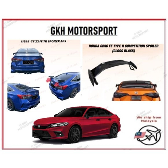 HONDA CIVIC FE 2022 2023 2024 TYPE R COMPETITION ABS GLOSSY BLACK REAR ...