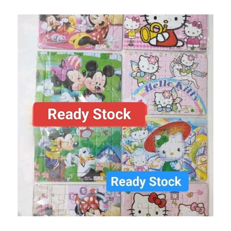 Mickey Mouse Hello Kitty Minnie Mouse paper Puzzle Princess Birthday ...