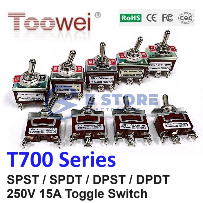 Toowei SPST/SPDT/DPST/DPDT 2/3/4/6 Pin On-Off / On-On / On-Off-On 250V ...