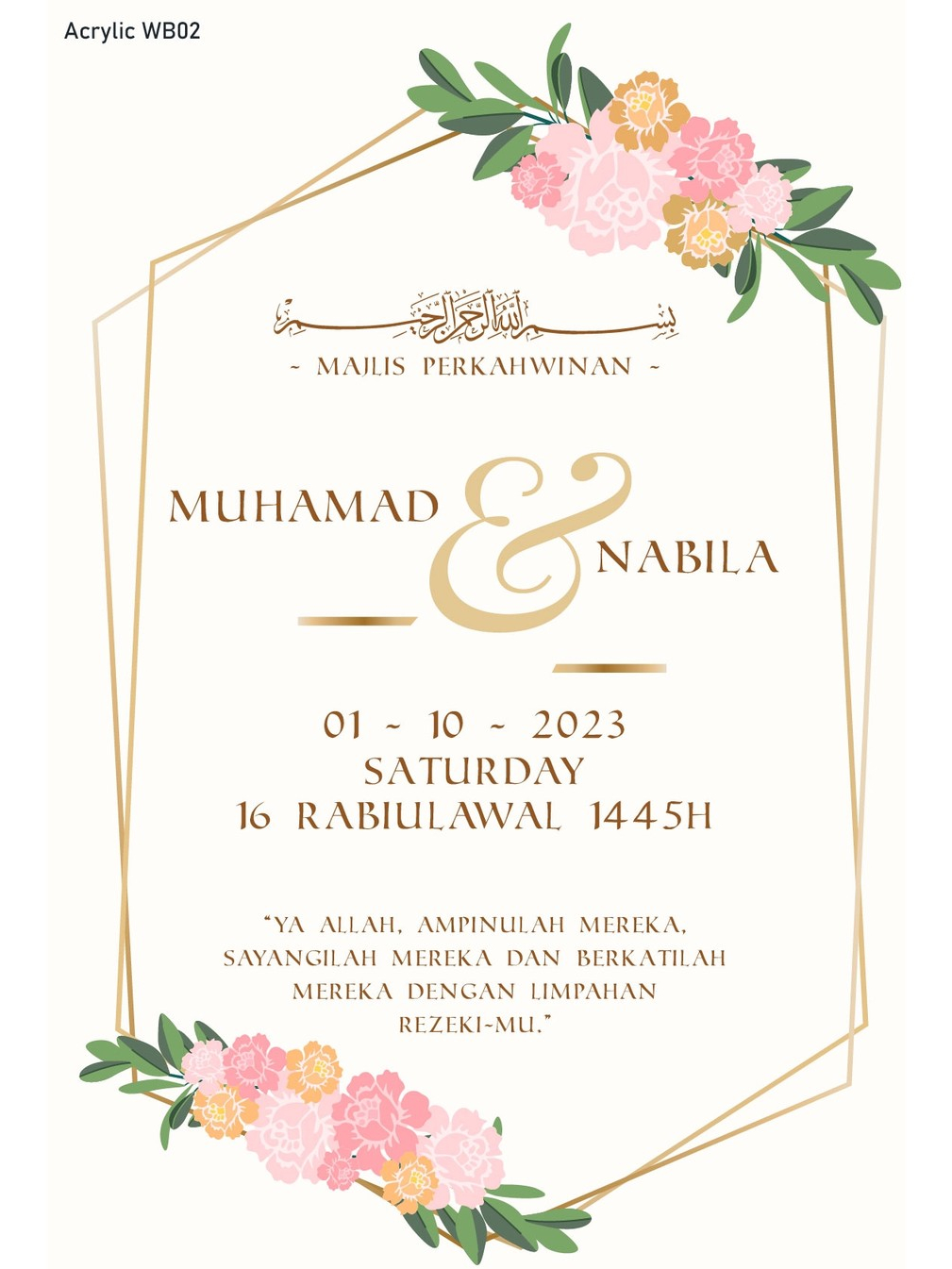 Wedding Board Acrylic Wedding Signage Event Welcome Board Majlis ...
