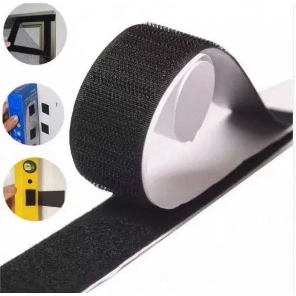 QIAN JIA-QJ LOOP AND HOOK SELF ADHESIVE VELCRO BLACK 25MM(WIDTH) X 25M (LONG) | Shopee Malaysia