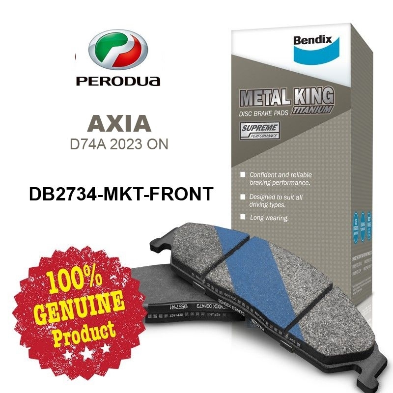 Original Bendix [DB2734MKT] Front Brake Pad - Perodua Axia 2023 on ...