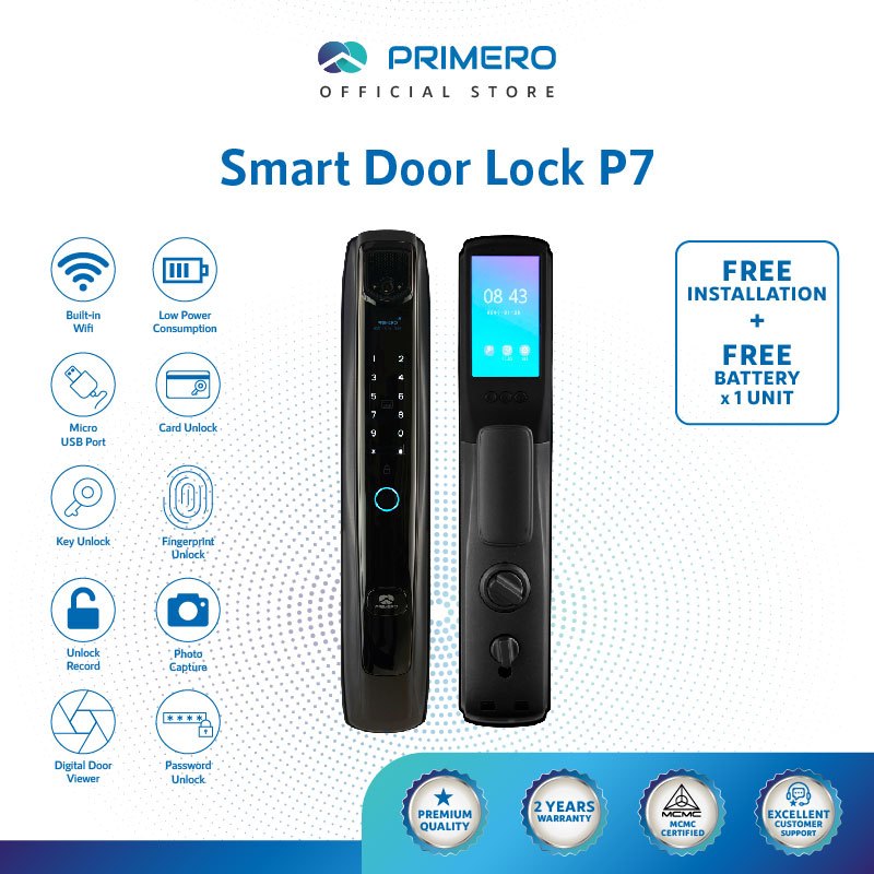 PRIMERO Smart Wifi Door Lock P7 with Fingerprint Sensor [Free Battery + Installation] | Shopee ...