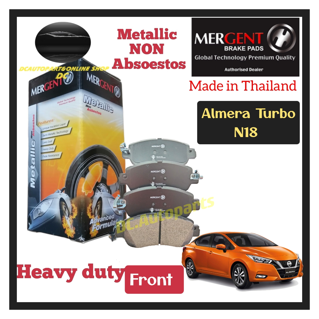 (MADE IN THAILAND) MERGENT FRONT DISC BRAKE PAD NISSAN ALMERA 1.0 TURBO ...