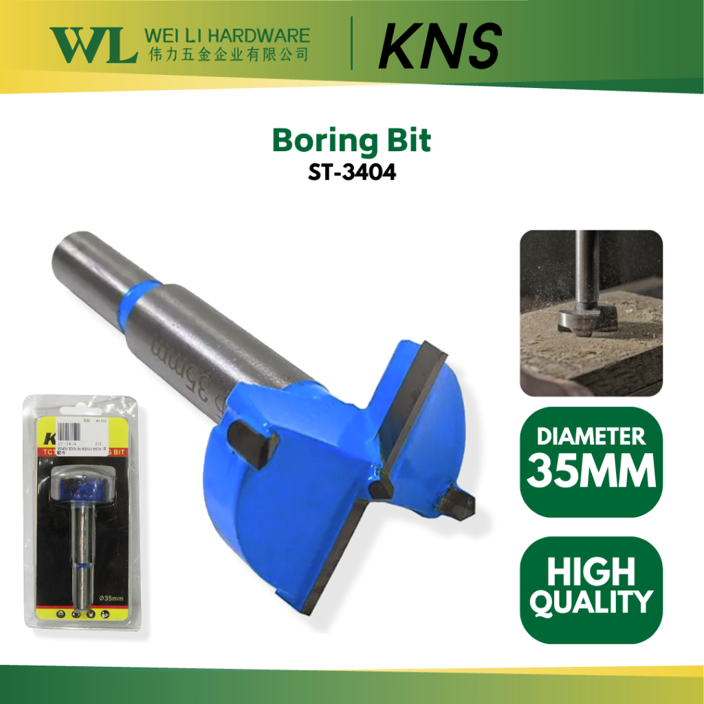 KNS 35mm Boring bit Hole Saw Drill Bit Hinge Mata Tebuk Drilling Tools ...