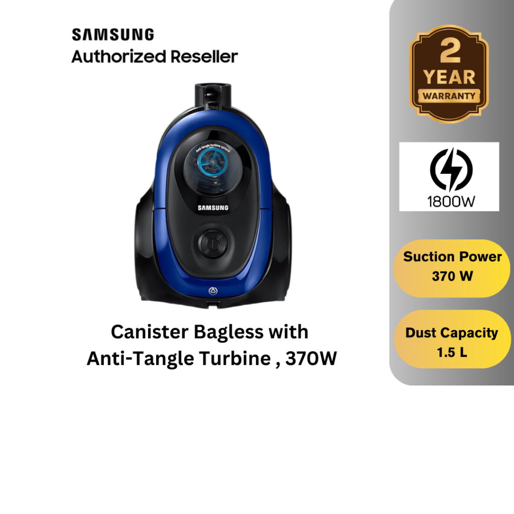 Samsung 370W (VC18M2120SB) Canister Bagless Vacuum Cleaner with Anti ...