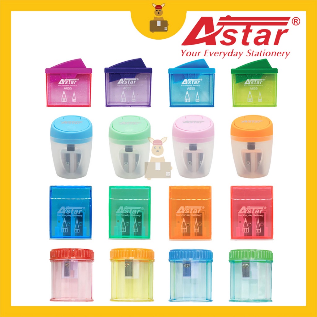ASTAR Double Holes / Single Hole Pencil Sharpener With Cover Casing Pengasal Pensel (A655 / A656 ...