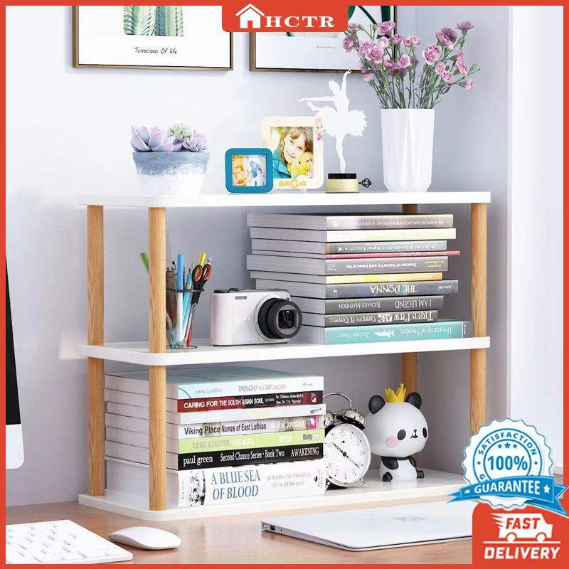 Rak storan desktop meja ringkas rak buku kecil pelbagai lapisan rak ...