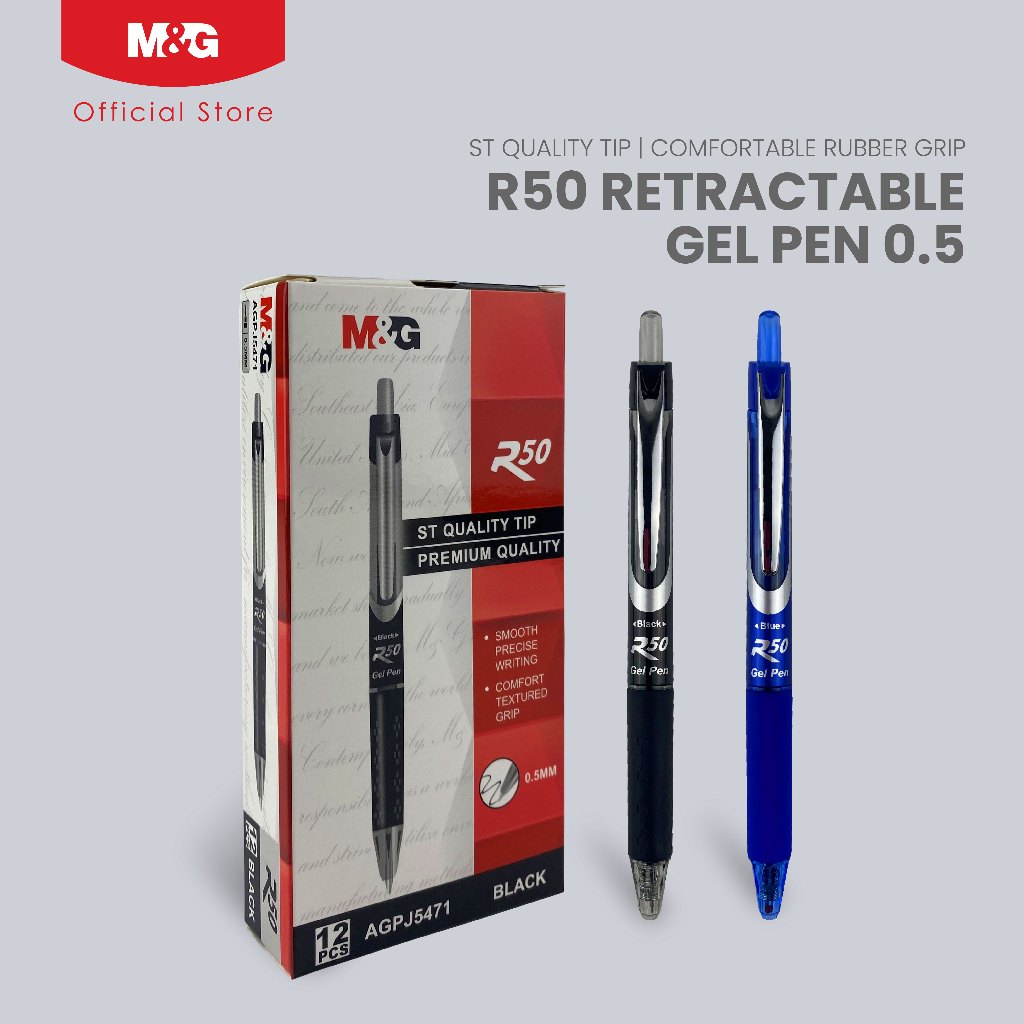 M&G R50 Retractable Gel Pen 0.5mm – ST Quality Tip, Super Smooth ...