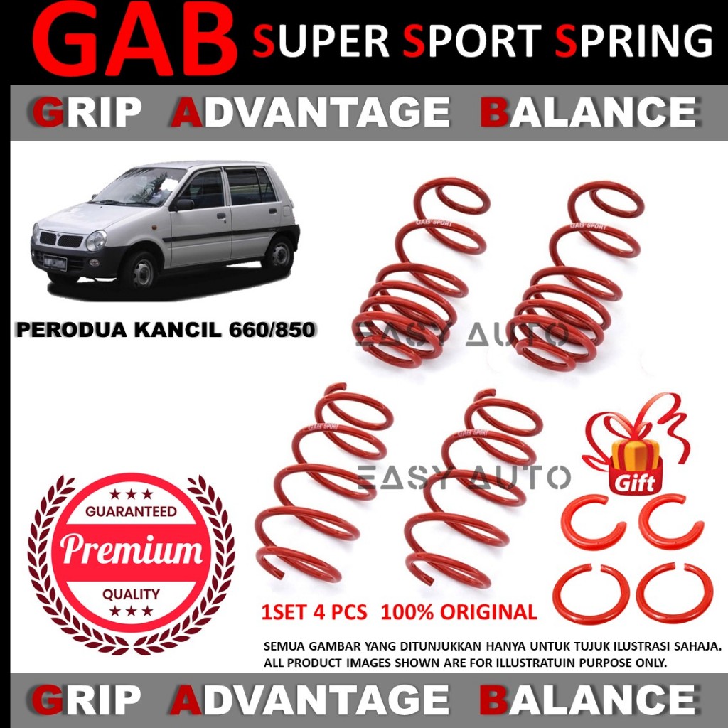 PERODUA KANCIL 660/850 (1994-2009) - ORIGINAL SET GAB SPORT SPRING WITH ...