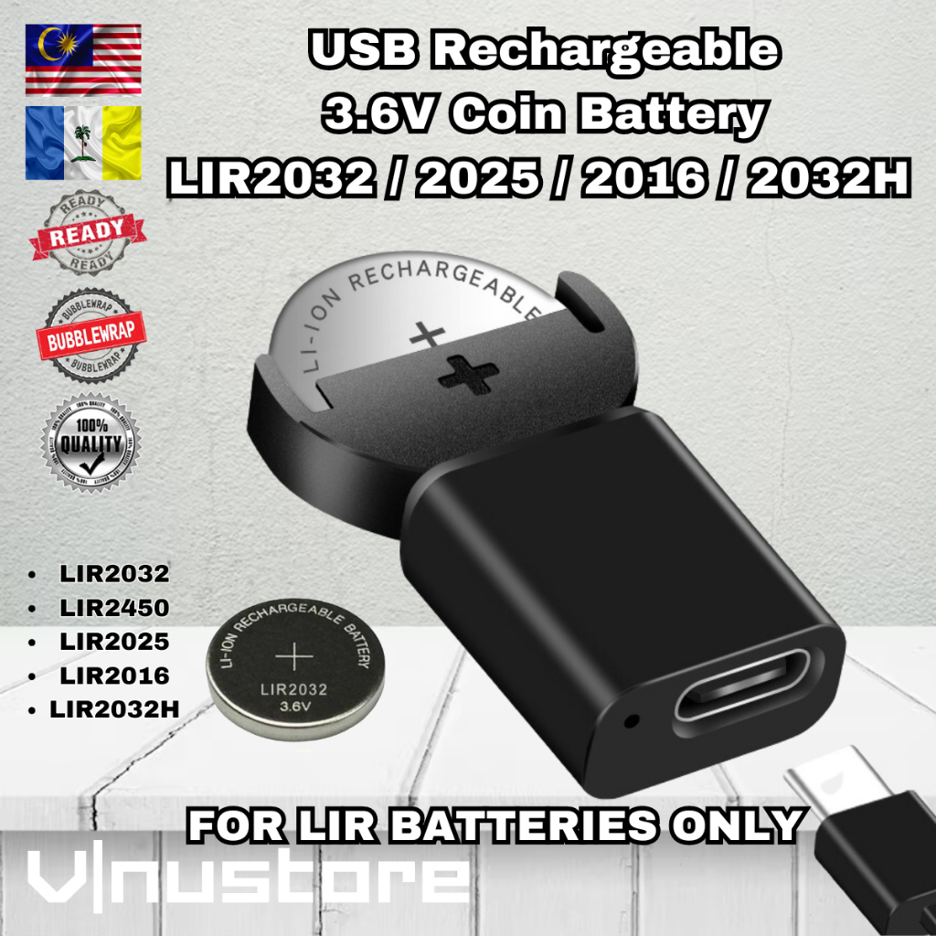 USB Type C Charger For 3.6V Coin Battery LIR2032 LIR2016 LIR2025 ...