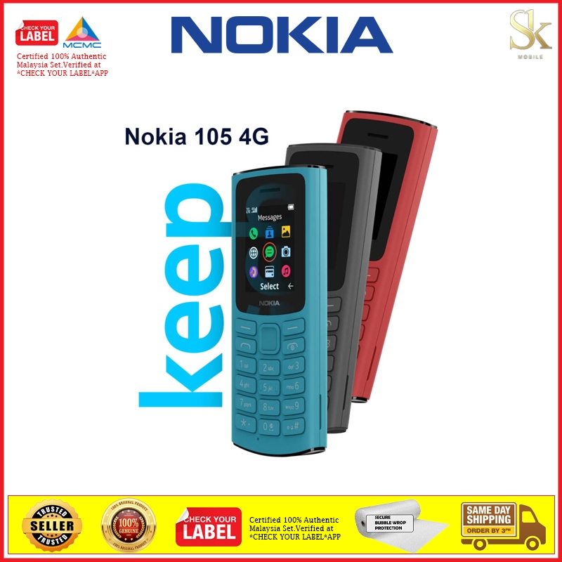 Original Malaysia Nokia 105 4G Dual Sim Feature Phone (HD voice calls ...